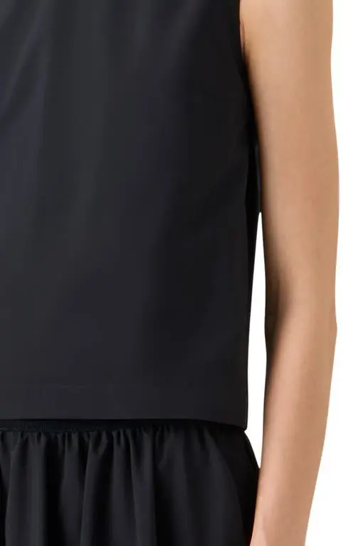 Akris Sleeveless Mixed Media Dress With Pleated Skirt