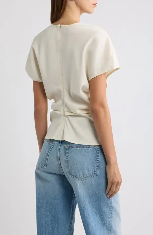 REFORMATION Ginie Ruched Cap Sleeve V-neck Top