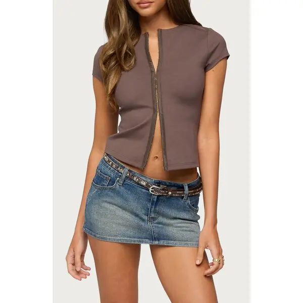 EDIKTED Whitley Hook Detail Top - Brown