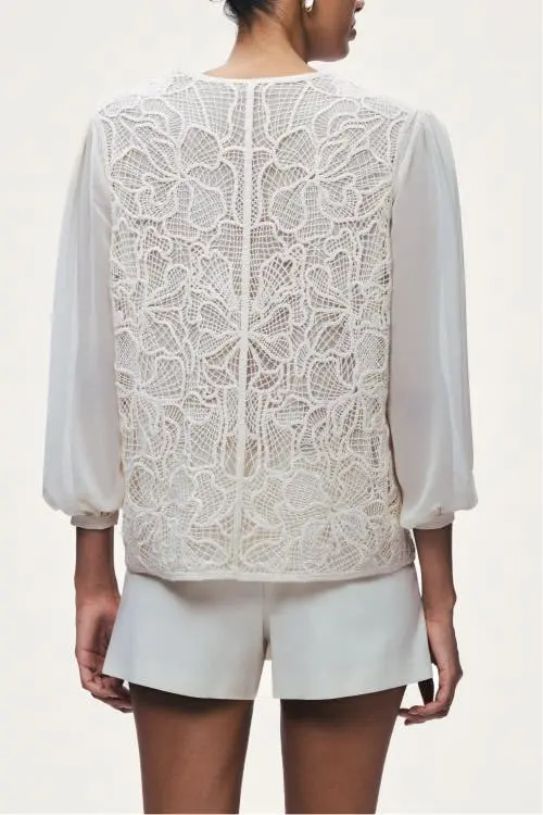NOCTURNE Lace Front Sheer Sleeve Jacket