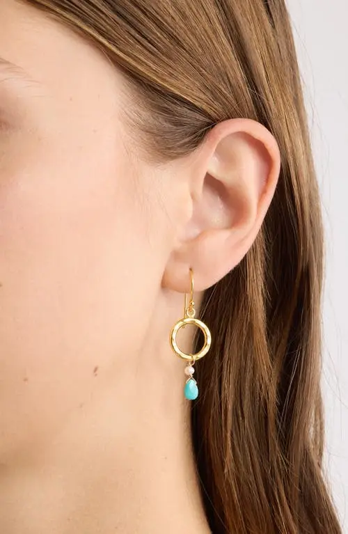 KIARA BY KI-ELE Freshwater Pearl & Turquoise Drop Earrings