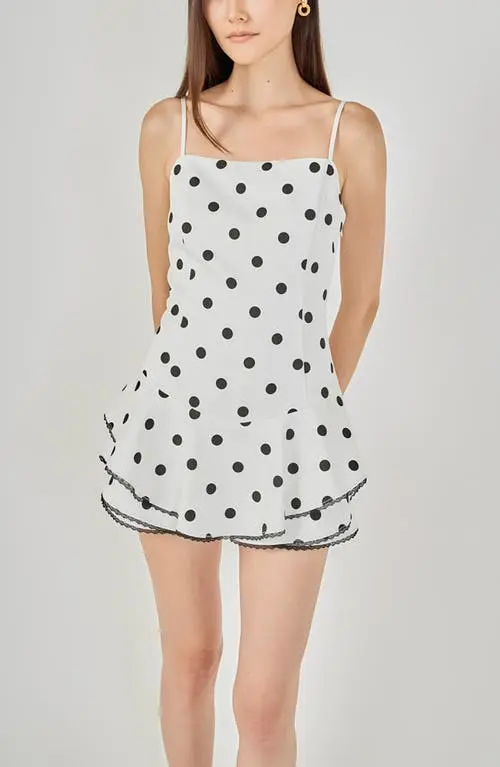 Endless Rose Polka Dot Lace Trim Romper