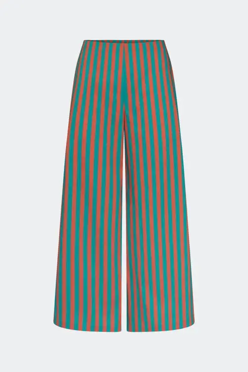 SIMONMILLER Toni Poplin Pant - Teal/brick Stripe