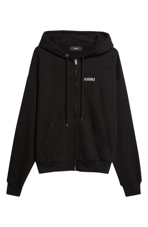 Amiri Relaxed Cotton French Terry Zip-up Hoodie - Black