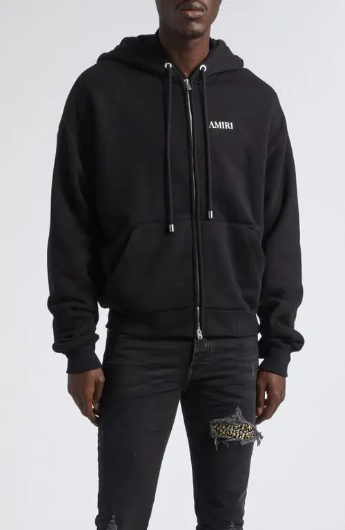 Amiri Relaxed Cotton French Terry Zip-up Hoodie - Black