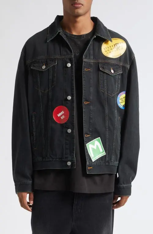MAISON MARGIELA Printed Denim Trucker Jacket - Dark Blue