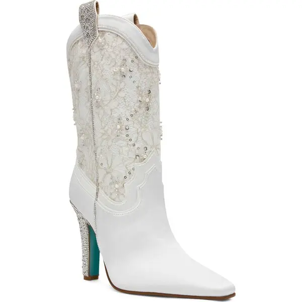 Betsey Johnson Bruno Western Boot - Ivory