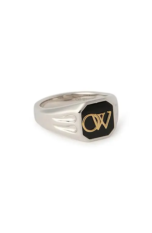 Off-White Monogram Onyx Signet Ring