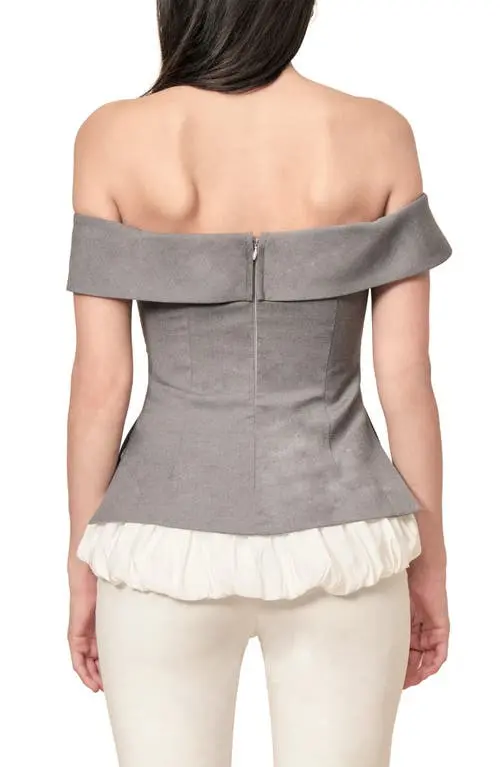 MAUDE CLUB Off-the-shoulder Bubble Hem Top