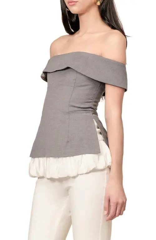 MAUDE CLUB Off-the-shoulder Bubble Hem Top