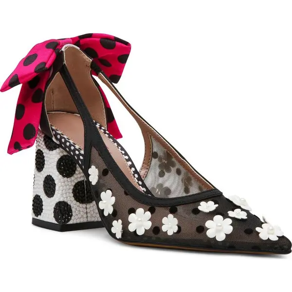 Betsey Johnson Embellished Mesh Pumps - Black/white Multi