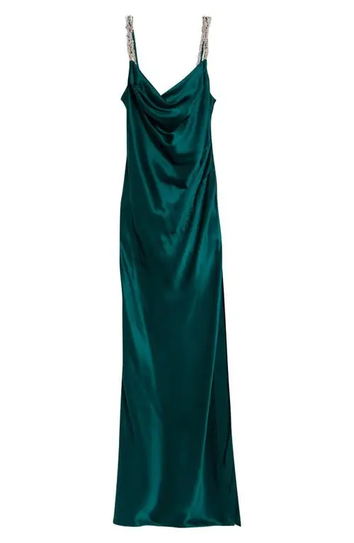Balmain Embellished Strap Silk Column Gown - Sqv Blue Multi