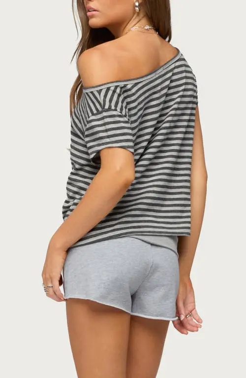 EDIKTED Chanelle Stripe One-shoulder Top