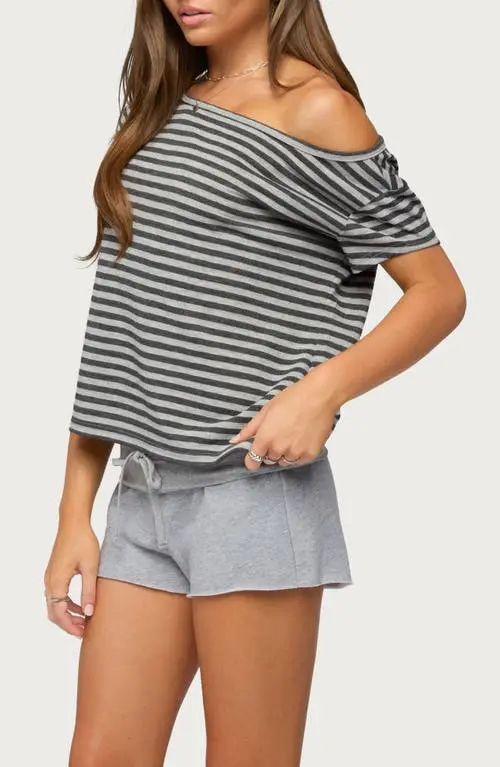 EDIKTED Chanelle Stripe One-shoulder Top