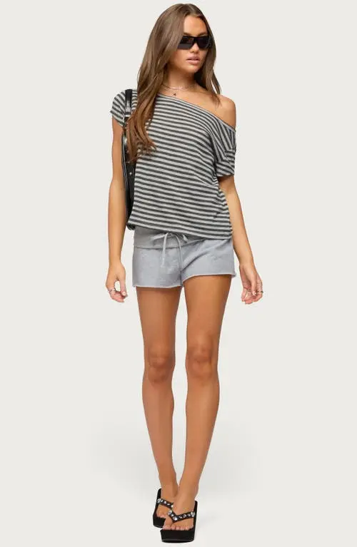 EDIKTED Chanelle Stripe One-shoulder Top