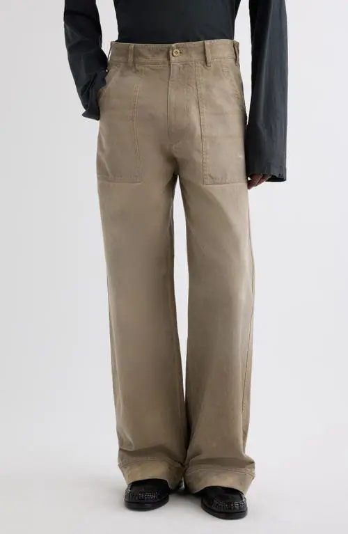 Acne Studios Plinty Stained Organic Cotton Twill Trousers - Camel Beige