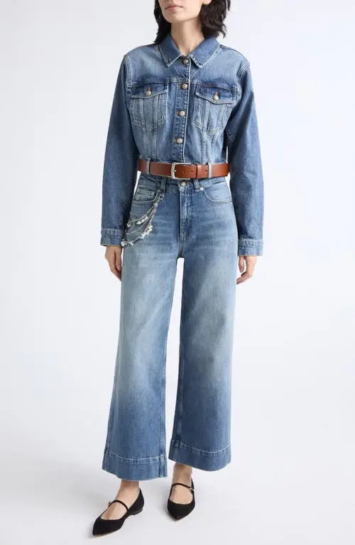 Cinq À Sept Graciel Belted Cropped Denim Jacket