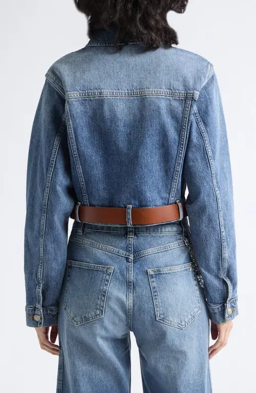 Cinq À Sept Graciel Belted Cropped Denim Jacket
