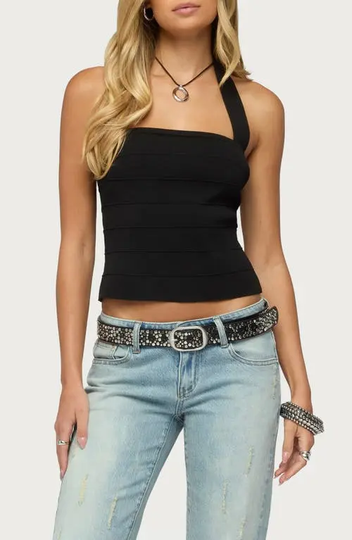 EDIKTED Esmerela Bandage Crop Halter Top - Black