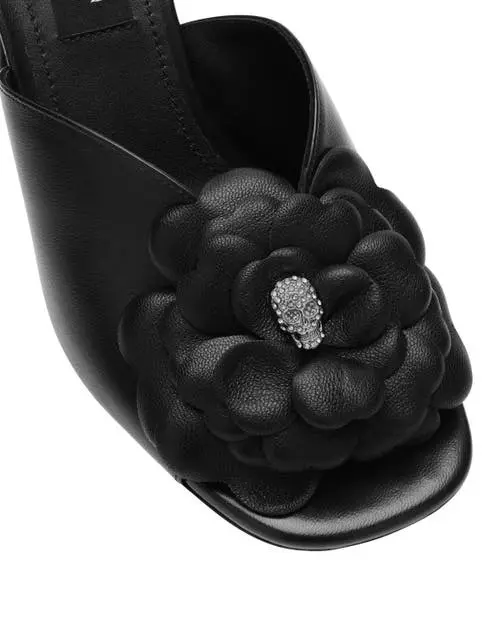 Philipp Plein Leather Platform Sandals Flower