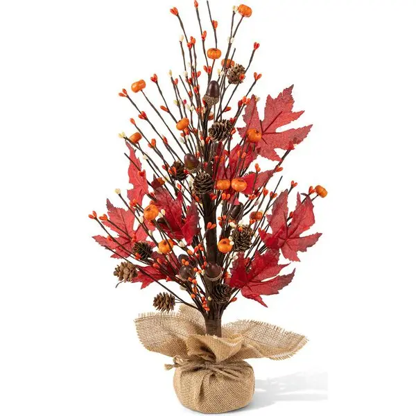 GLITZHOME Fall Harvest Table Tree Decor - Burgundy