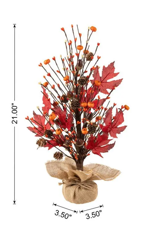 GLITZHOME Fall Harvest Table Tree Decor - Burgundy