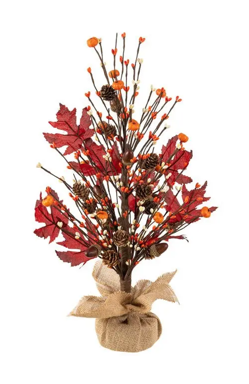 GLITZHOME Fall Harvest Table Tree Decor - Burgundy
