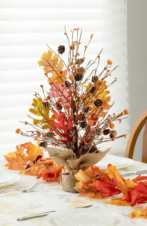 GLITZHOME Fall Harvest Table Tree Decor - Orange