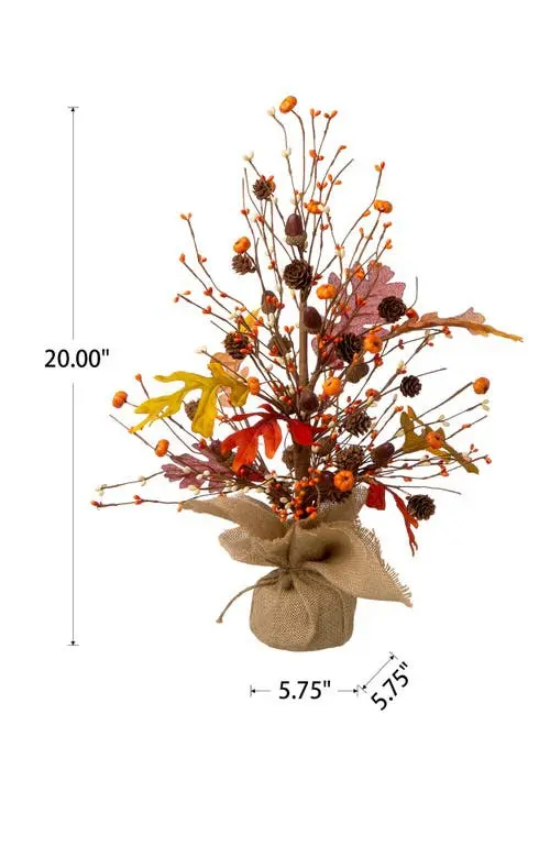 GLITZHOME Fall Harvest Table Tree Decor - Orange
