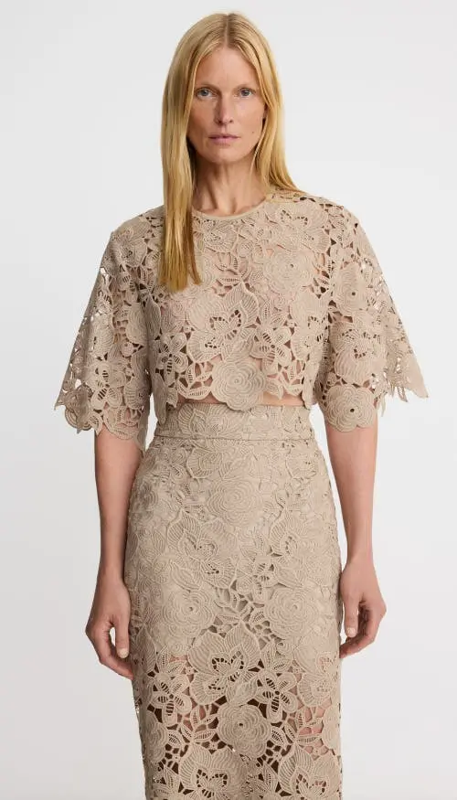 Smythe Lace Tee - Latte