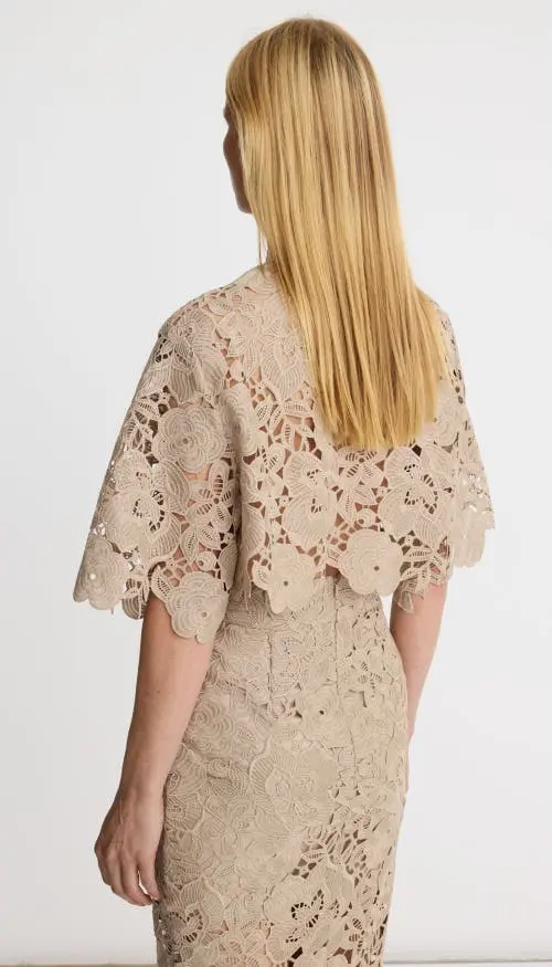 Smythe Lace Tee - Latte