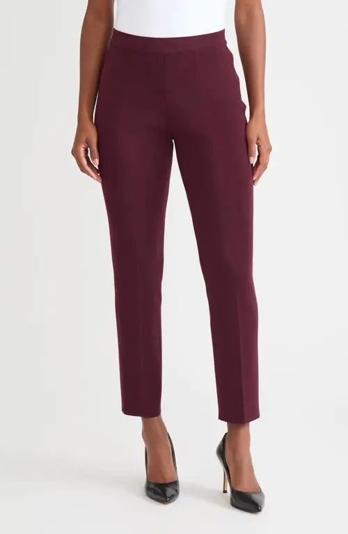 Misook Nancy Slim Leg Knit Pants - Sangria