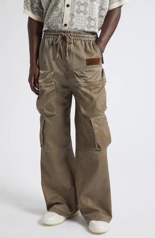 Amiri Faux Leather Cargo Pants With Drawstring Waist And Snap Button Cuffs