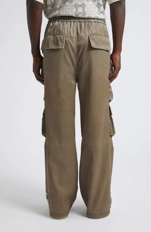 Amiri Faux Leather Cargo Pants With Drawstring Waist And Snap Button Cuffs