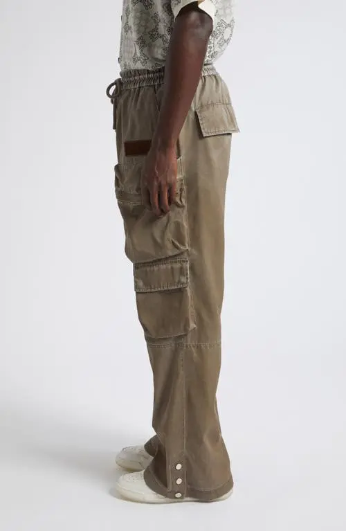Amiri Faux Leather Cargo Pants With Drawstring Waist And Snap Button Cuffs