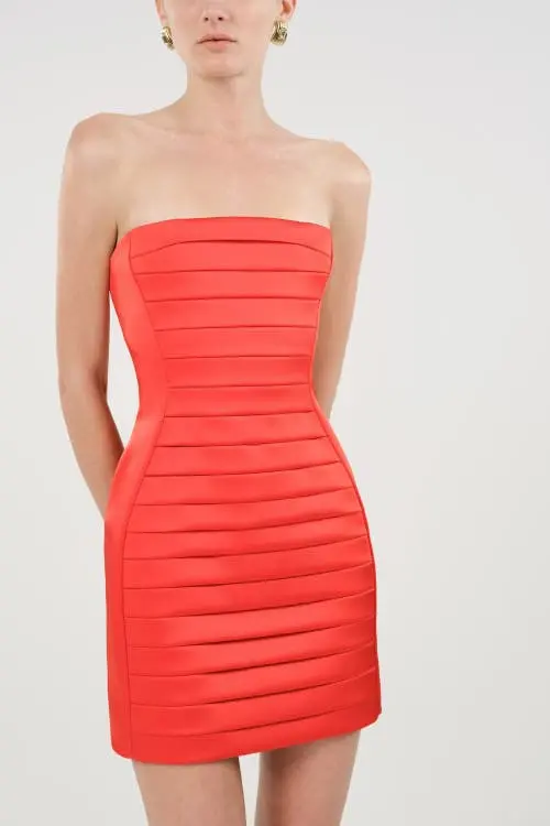 NOCTURNE Strapless Ribbed Mini Dress