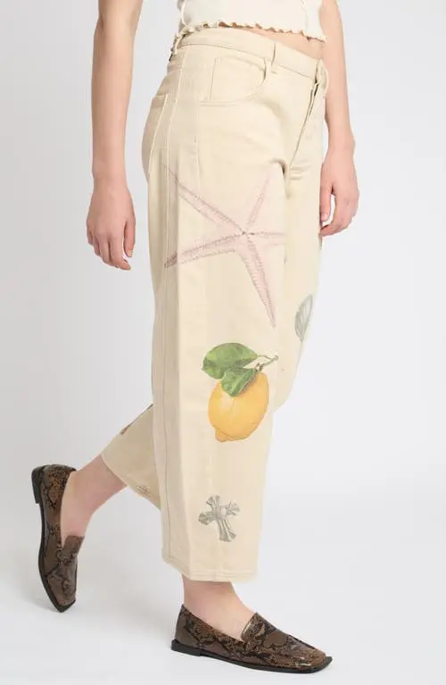 MUSE ASSEMBLY Printed High Waist Barrel Leg Jeans