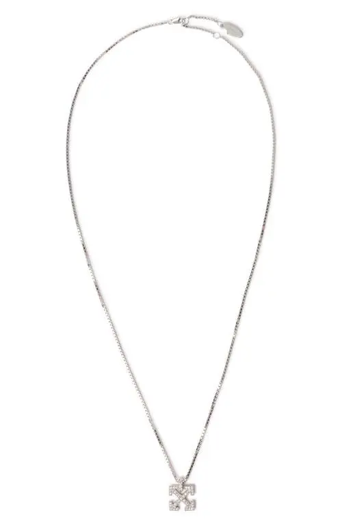 Off-White Lab Grown Diamond Pavé Arrow Pendant Necklace - Silver