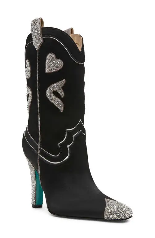 Betsey Johnson Toby Western Boot - Black Multi