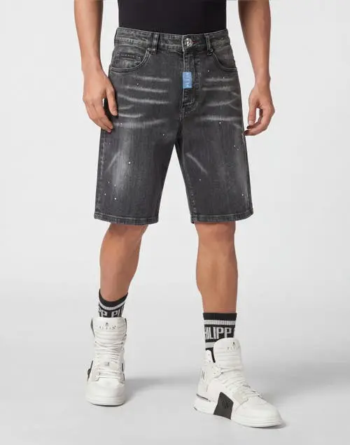 Philipp Plein Denim Formentera Shorts - Shark Wave
