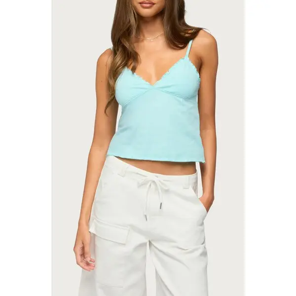 EDIKTED Glendon Stretch Cotton Camisole - Turquoise