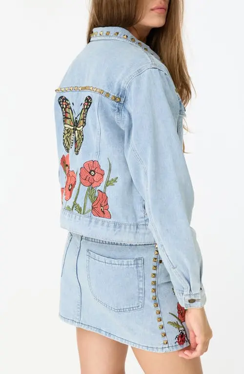 FADE OUT LOUD Studded Denim Trucker Jacket