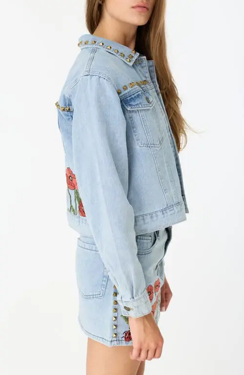 FADE OUT LOUD Studded Denim Trucker Jacket