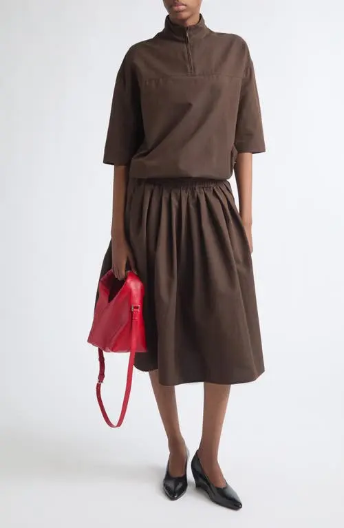 MAISON MARGIELA Wool Blend Midi Shirtdress With Pleated Skirt - Brown