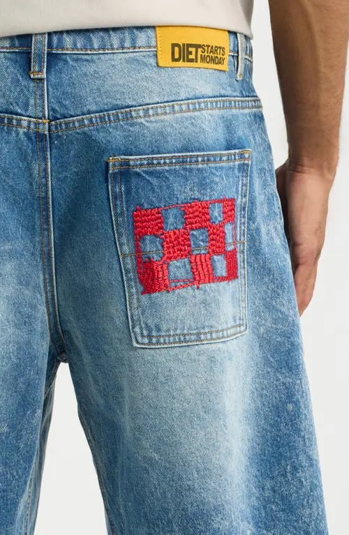 DIET STARTS MONDAY Doodle Distressed Raw Hem Denim Shorts