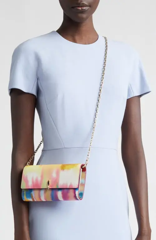 CHRISTIAN LOUBOUTIN Bettina Tie Dye Patent Leather Wallet On A Chain - M023 Multi/gold