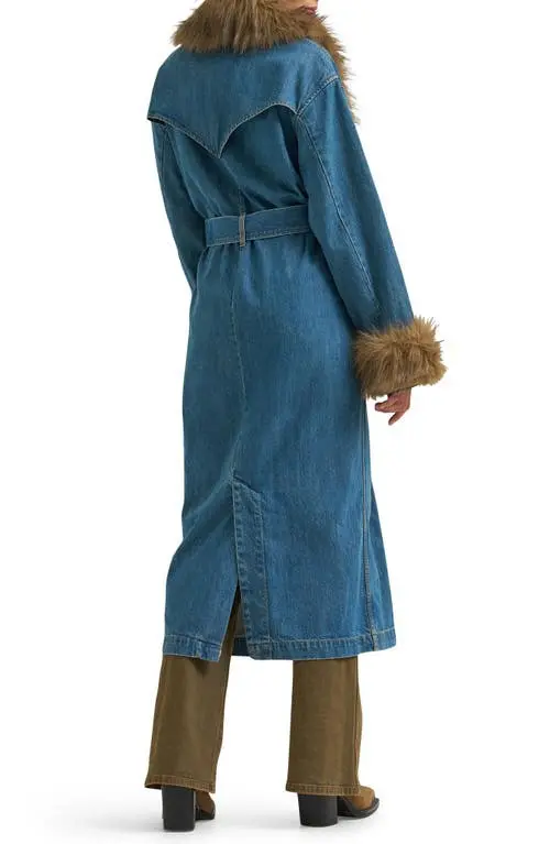 Wrangler Faux Fur Trim Duster Coat
