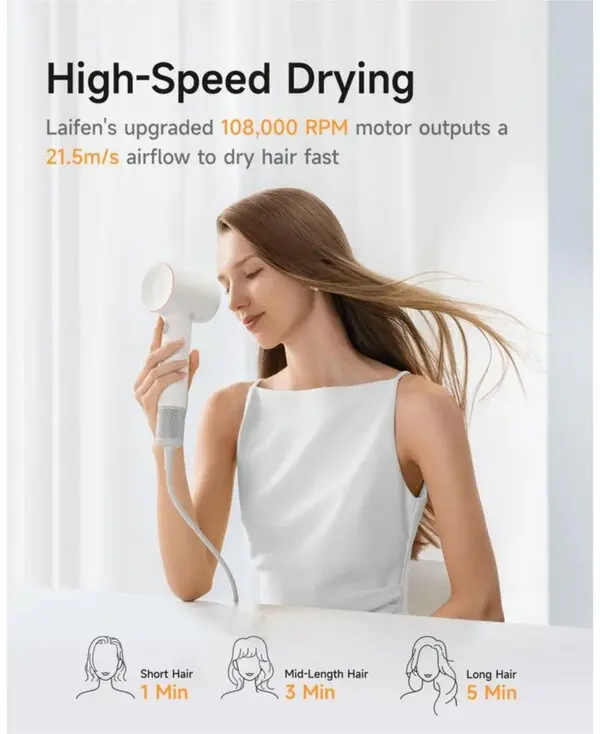LAIFEN Se2 Swift Hair Dryer With 3 Nozzles - White