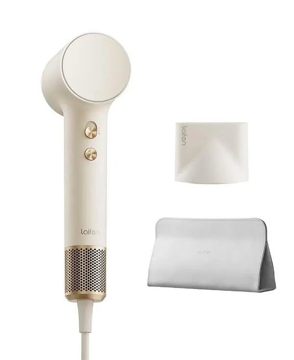 LAIFEN Swift Mini Hair Dryer With 1 Nozzle And Travel Bag - Ivory