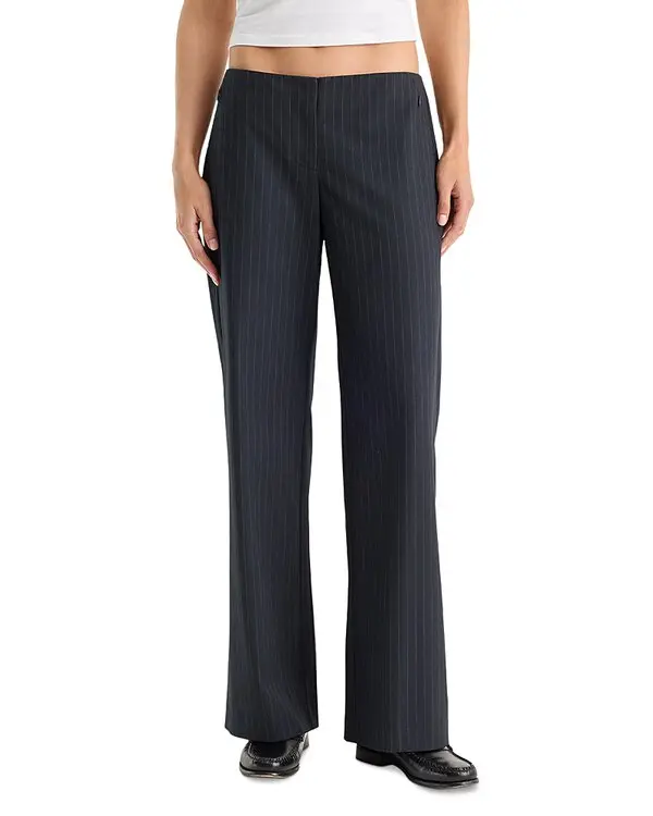 Good American Low Rise Wide Leg Trousers - Royal Stripe
